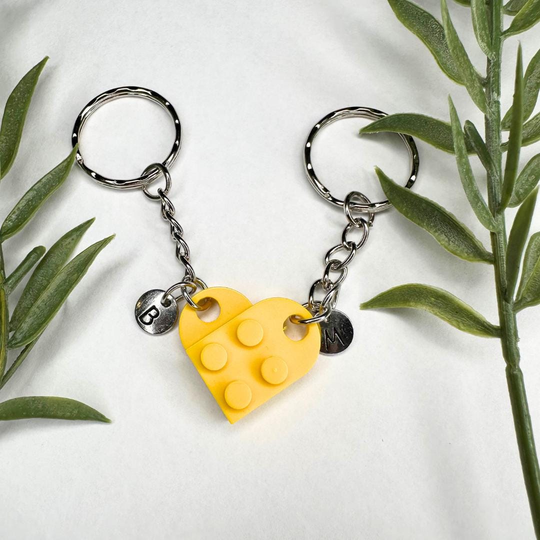 Initial Heart Keychain Set, Personalized Couple Boyfriend Girlfriend ...