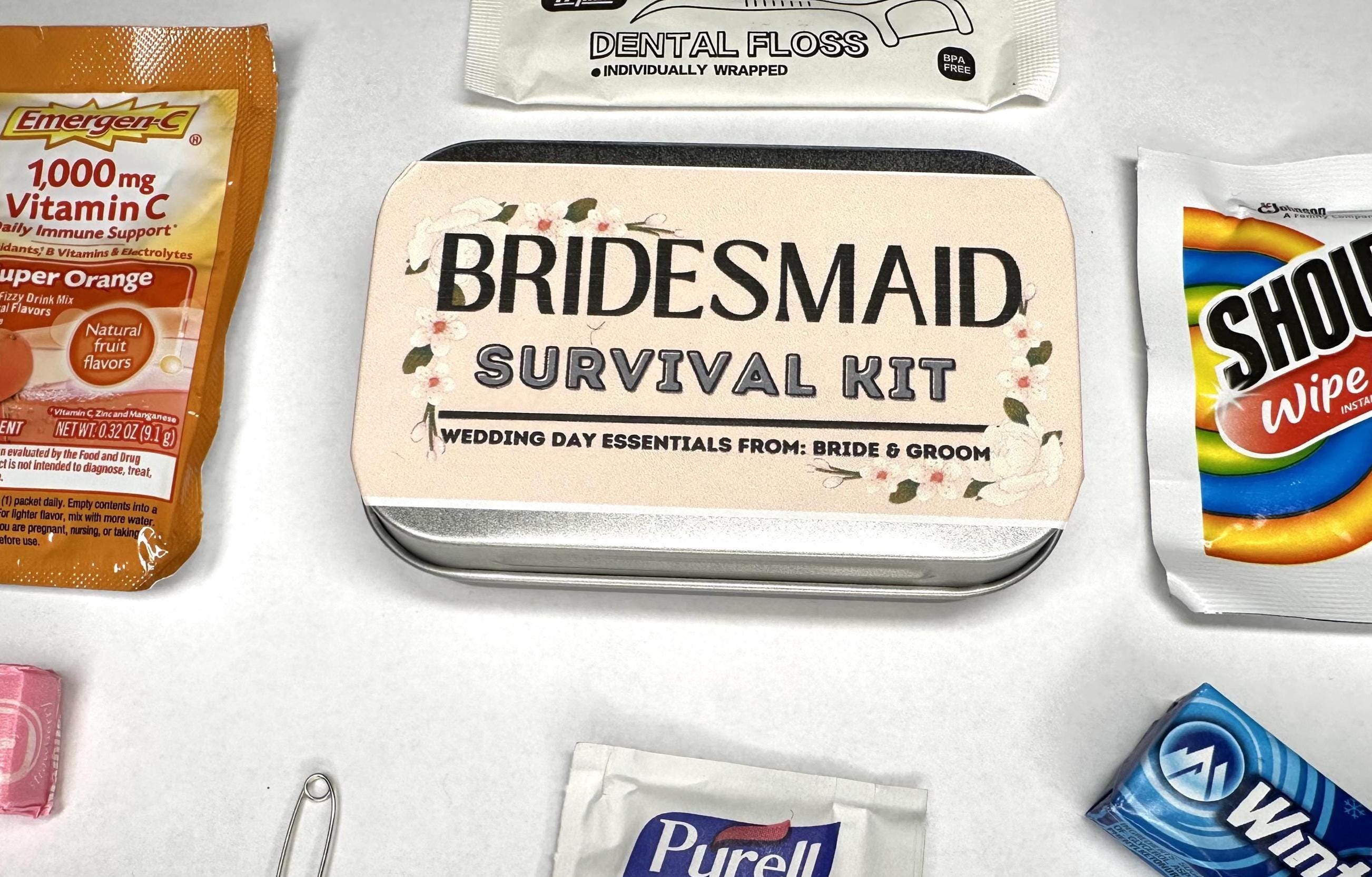 Bridesmaid Survival Kit - Day of Wedding Gift, Bridesmaids' Gifts ...