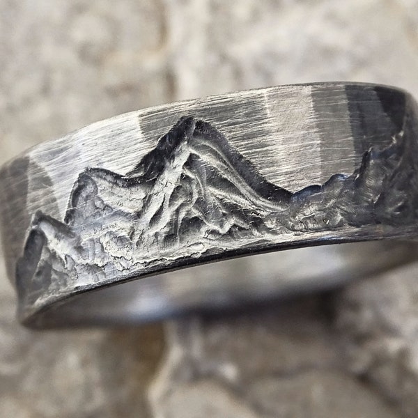 Ocean and Mountain Ring - Etsy