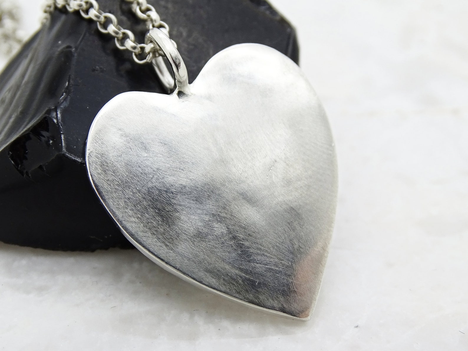 Unique Heart Pendant Silver Heart Pendant Big Heart Necklace | Etsy