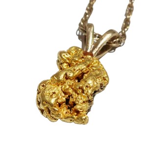 Real Gold Nugget Pendant, California Gold Nugget Necklace, Solid Gold ...