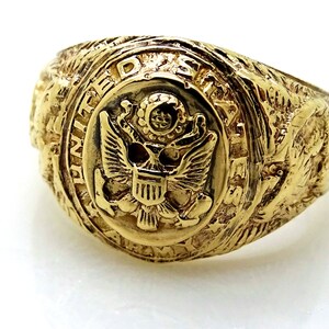 US Army Mens Ring Gold, Armed Forces Gold Ring, Big Mens Gold Ring ...