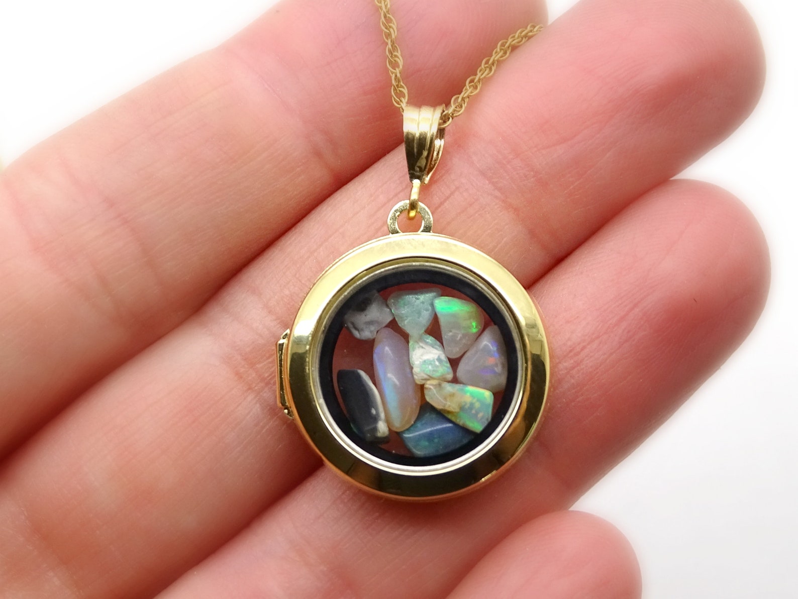 Australian opal locket pendant opal nugget pendant gold | Etsy