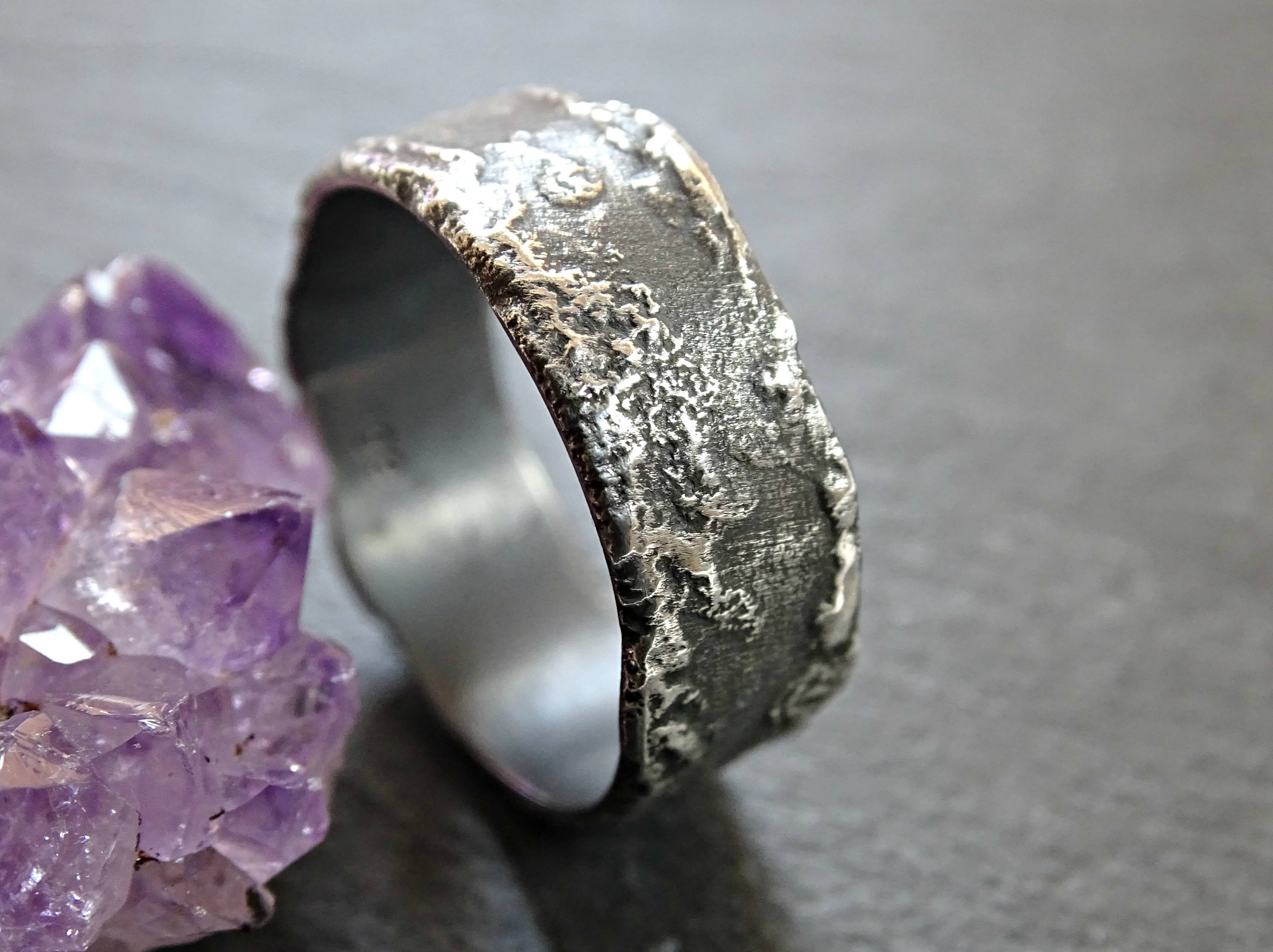 Meteorite Ring Silver Molten Silver Ring Silver Wedding - Etsy UK