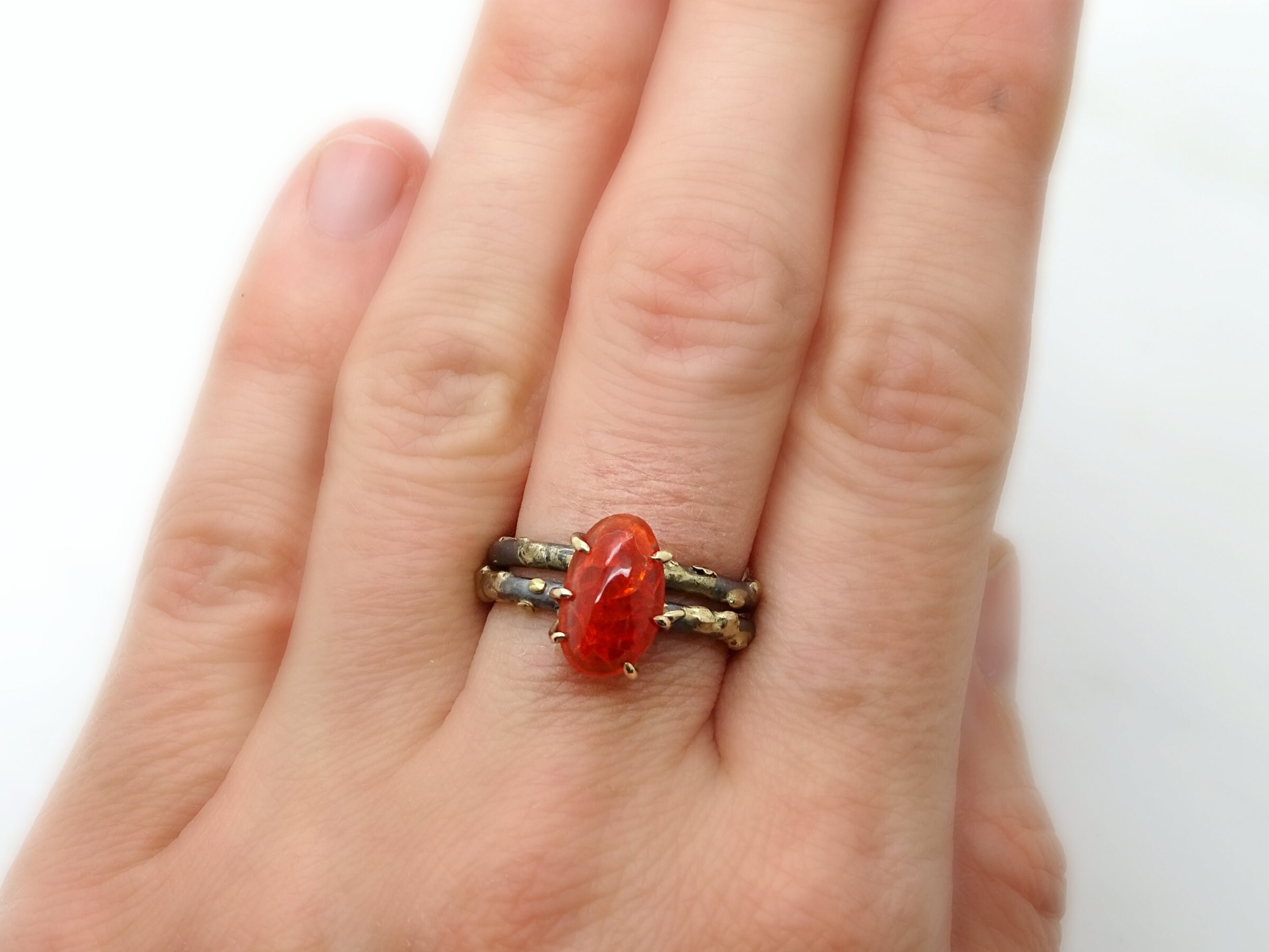 Unique fire opal ring gold silver ring fire opal wedding ring | Etsy