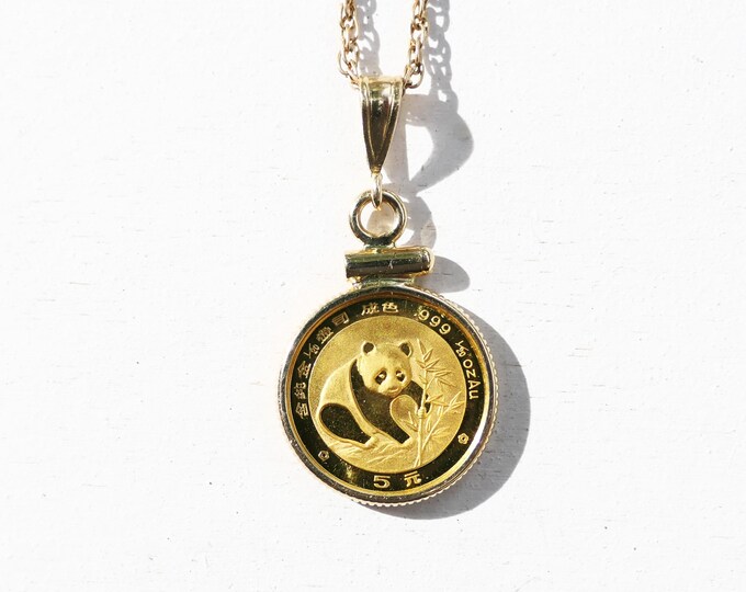 Gold Coin Pendant China 5 Yuan Panda .999 Pure 24K Gold 1/20 Oz 1989 in ...