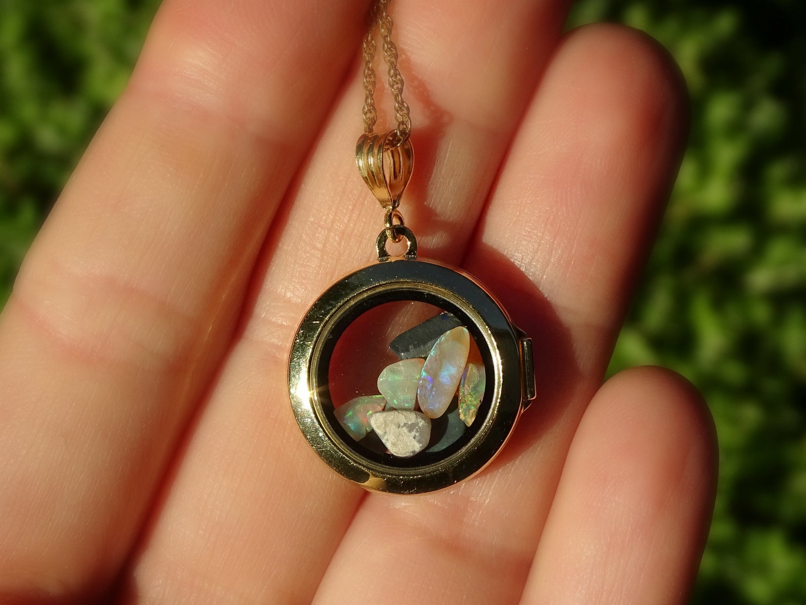 Australian opal locket pendant opal nugget pendant gold | Etsy