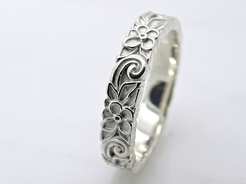 Flower wedding ring silver floral ring sculptural flower ring | Etsy