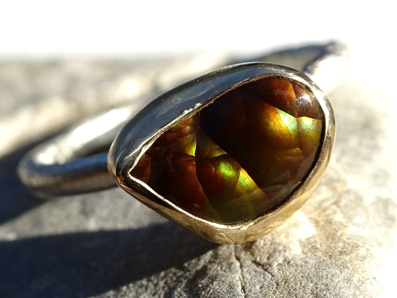 Gold engagement ring fire agate molten fire agate ring gold | Etsy