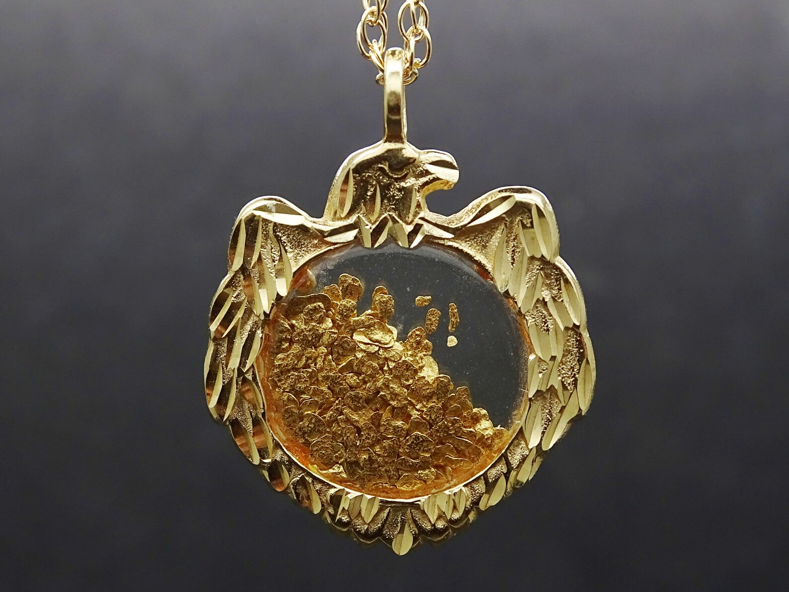 Solid Gold Nugget Pendant Eagle Gold Nugget Necklace Nugget - Etsy