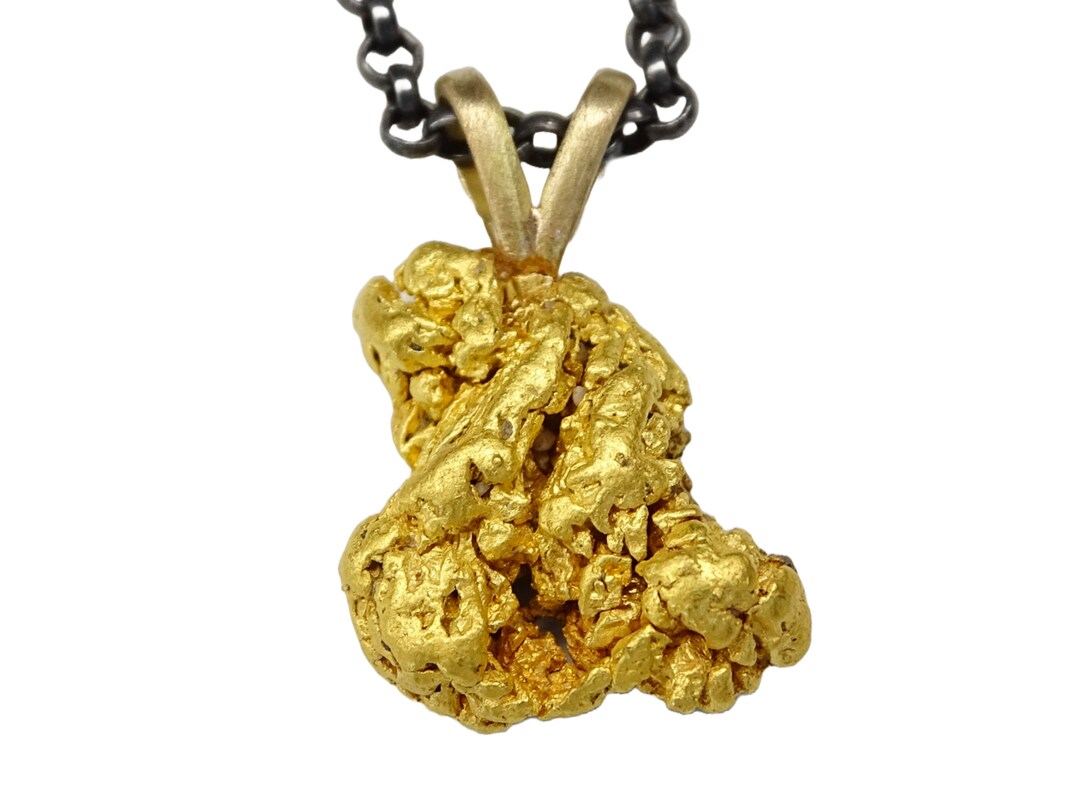 Real Gold Nugget Pendant, California Gold Nugget Necklace, Solid Gold ...