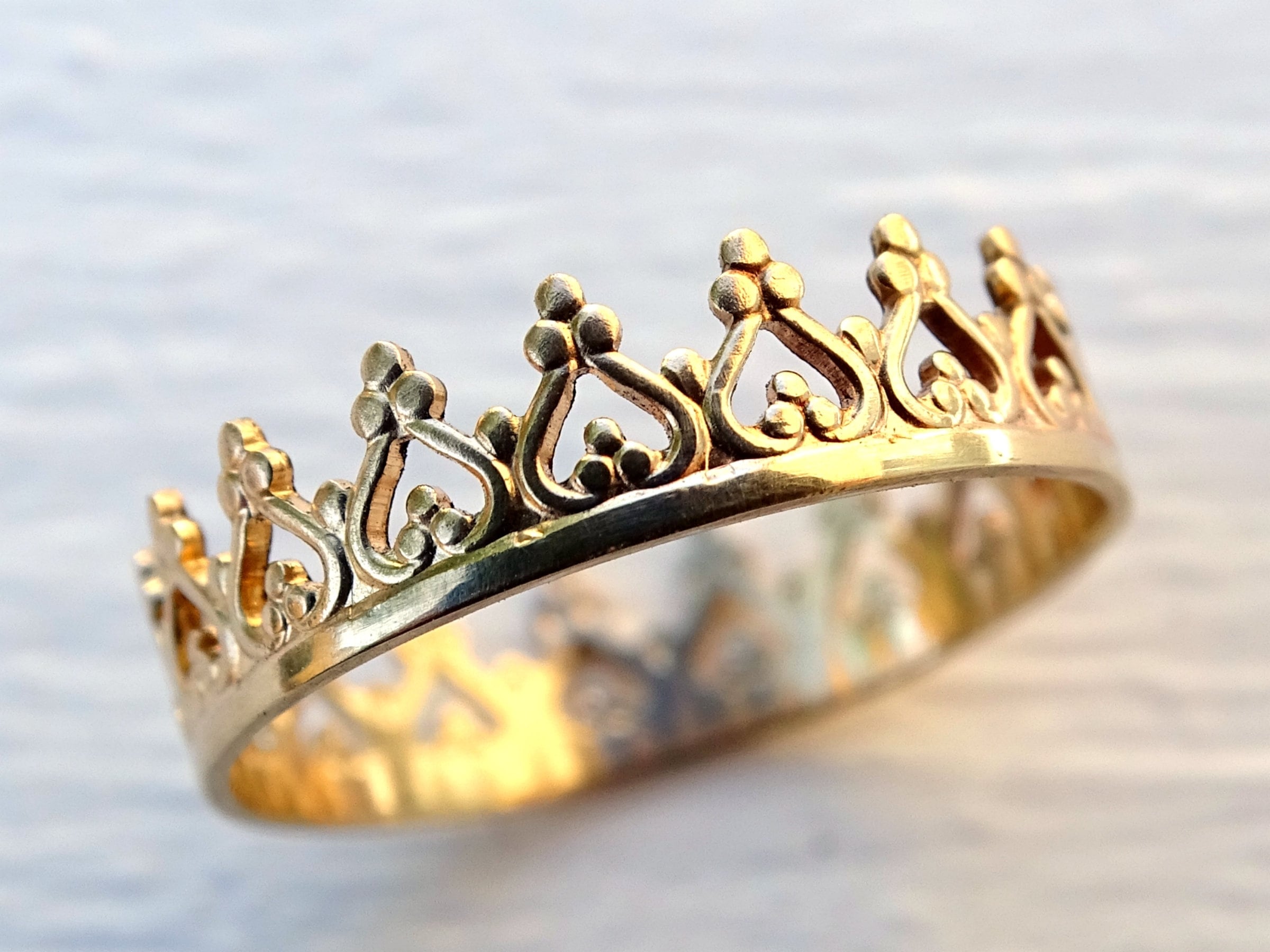 Womens wedding ring gold crown ring crown engagement ring | Etsy