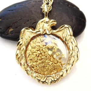 Solid Gold Nugget Pendant, Eagle Gold Nugget Necklace, Nugget Gold ...