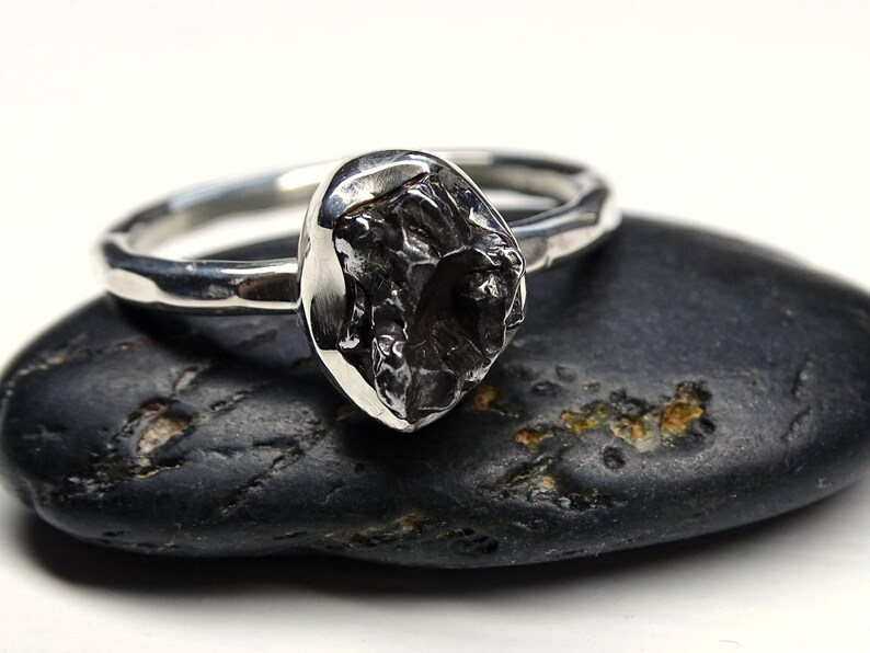 Silver Meteorite Ring Meteorite Engagement Ring Silver Ring - Etsy