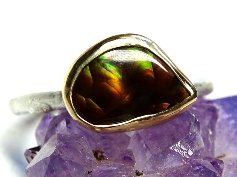 Gold engagement ring fire agate molten fire agate ring gold | Etsy