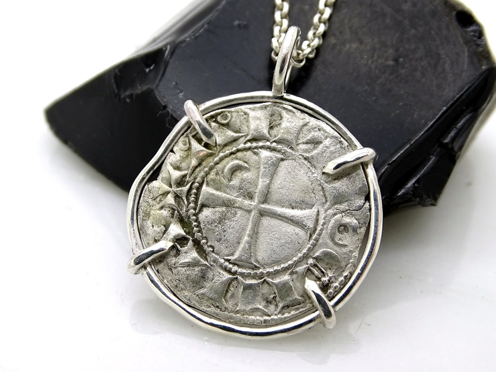 Knights Templar Coin Pendant: Authentic Crusader Sterling Silver ...