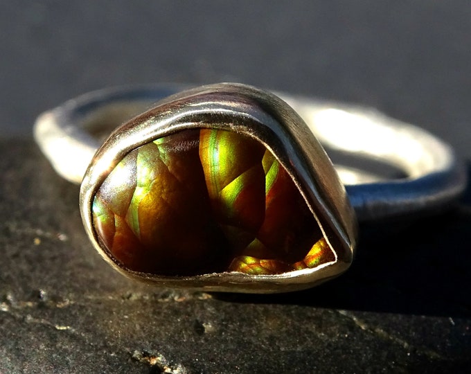 Gold Engagement Ring Fire Agate, Molten Fire Agate Ring Gold Silver ...