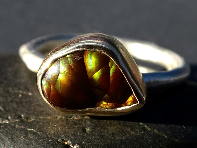 Gold engagement ring fire agate molten fire agate ring gold | Etsy