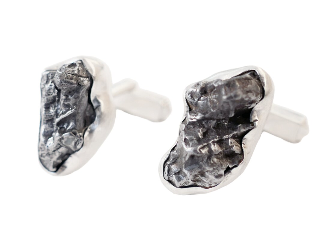 Sterling Silver Meteorite Cuff Links: Unique Groom Wedding Jewelry - Etsy