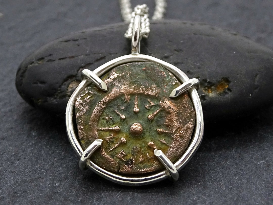 Ancient Widows Mite Coin Pendant: Sterling Silver Biblical Necklace ...