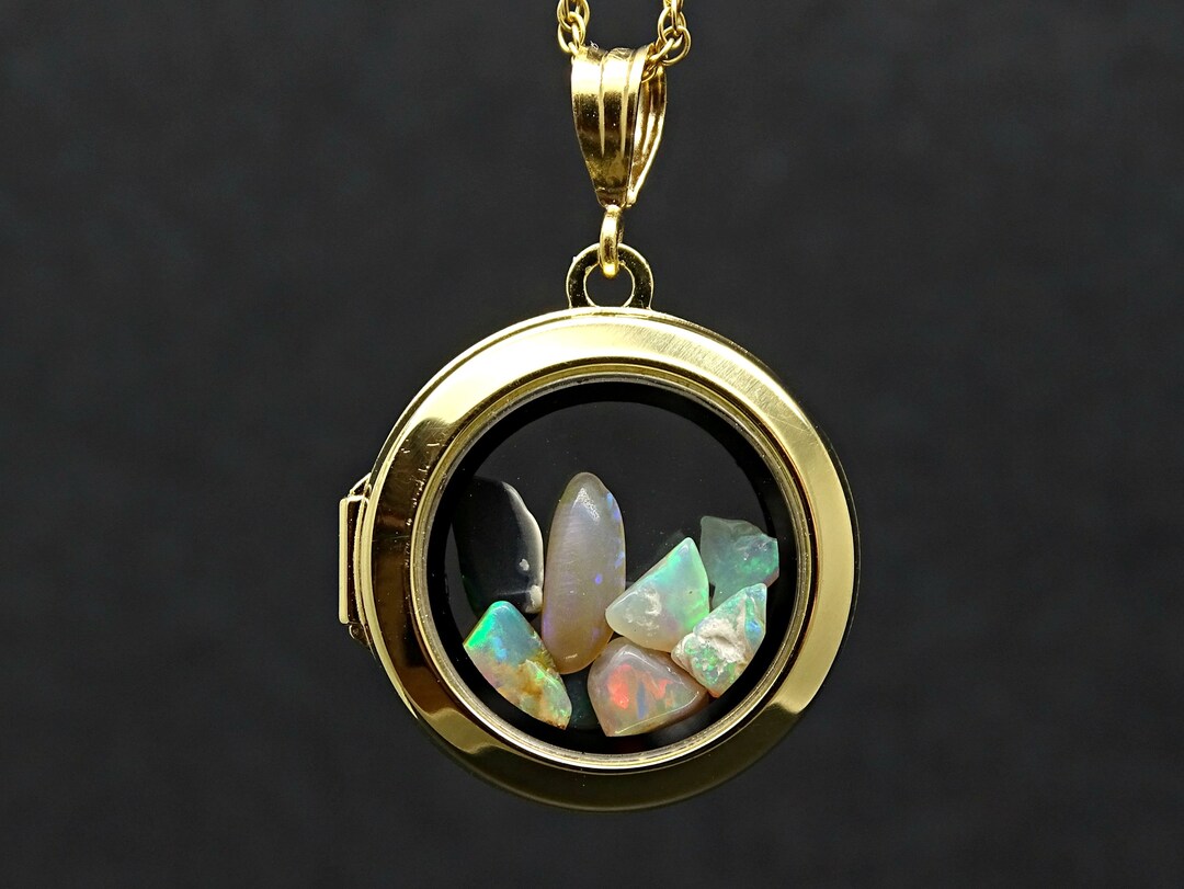 Australian Opal Locket Pendant Opal Nugget Pendant Gold - Etsy