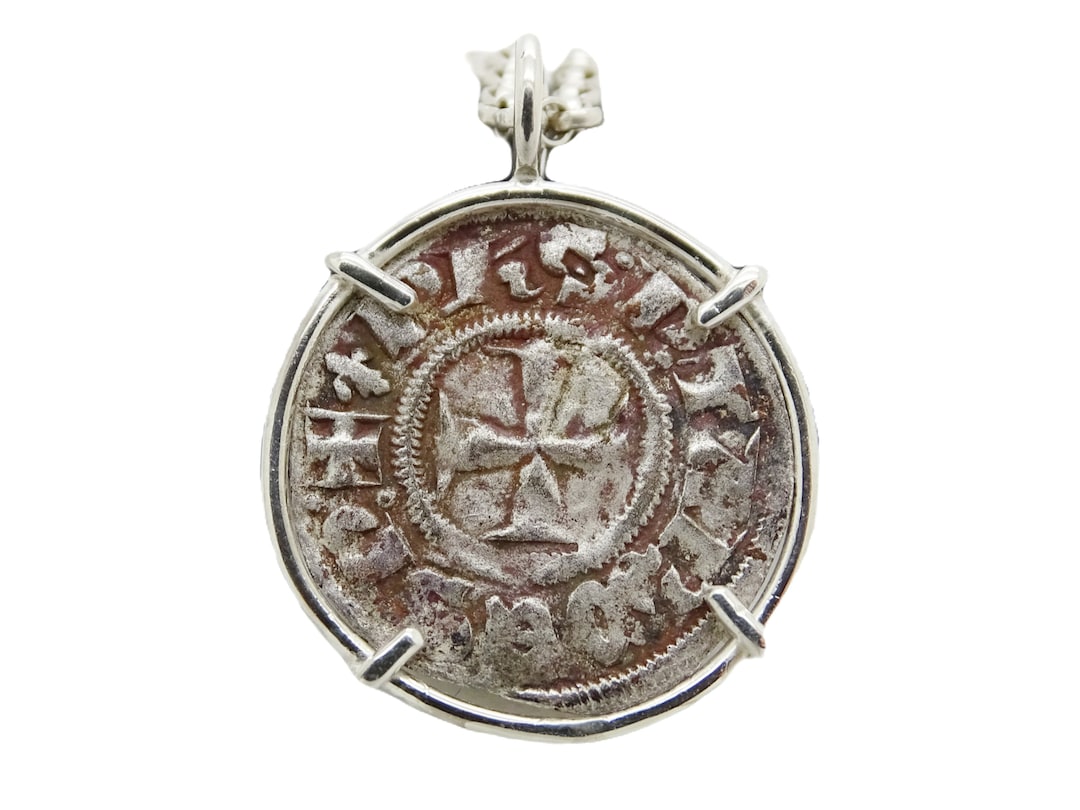 Authentic Crusader Silver Coin Necklace: Knights Templar Coin Pendant ...