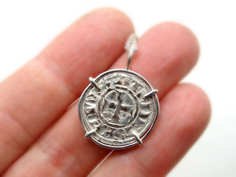 Authentic Crusader Silver Coin Necklace: Knights Templar Coin Pendant ...