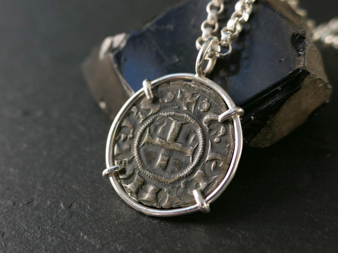 Templar Cross Coin Pendant: Authentic Crusader Sterling Silver Necklace ...