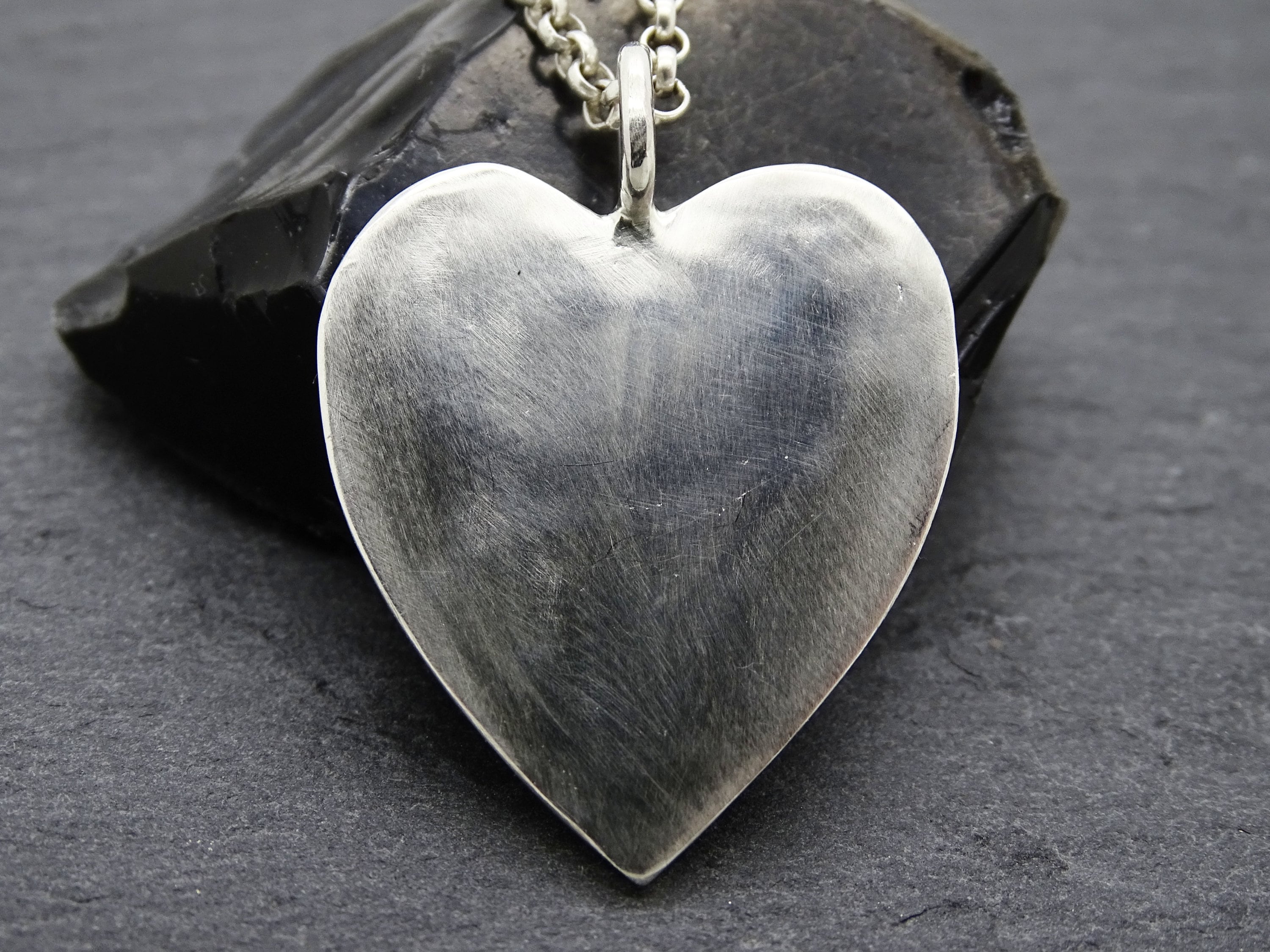 Unique Heart Pendant Silver Heart Pendant Big Heart Necklace | Etsy