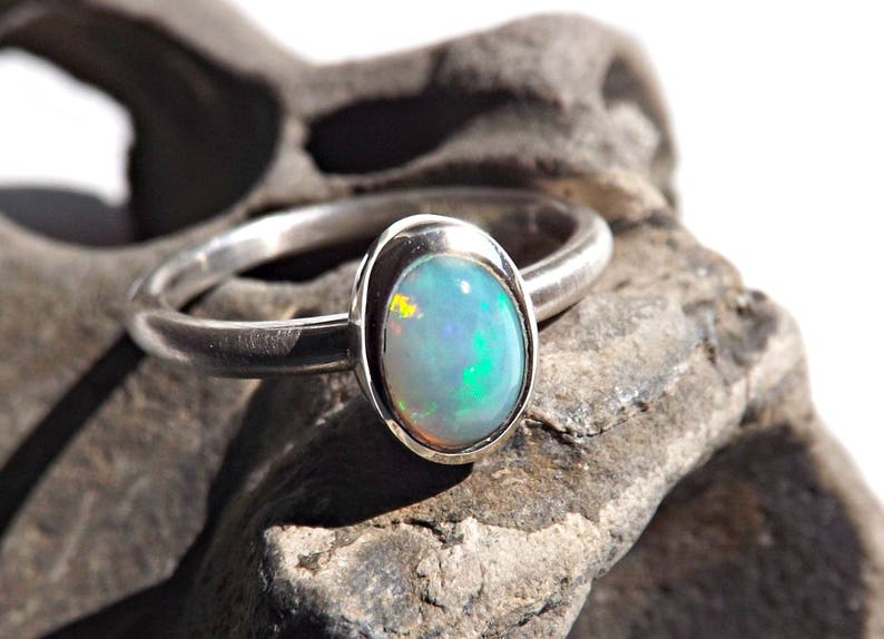 Welo opal ring silver opal engagement ring delicate silver | Etsy