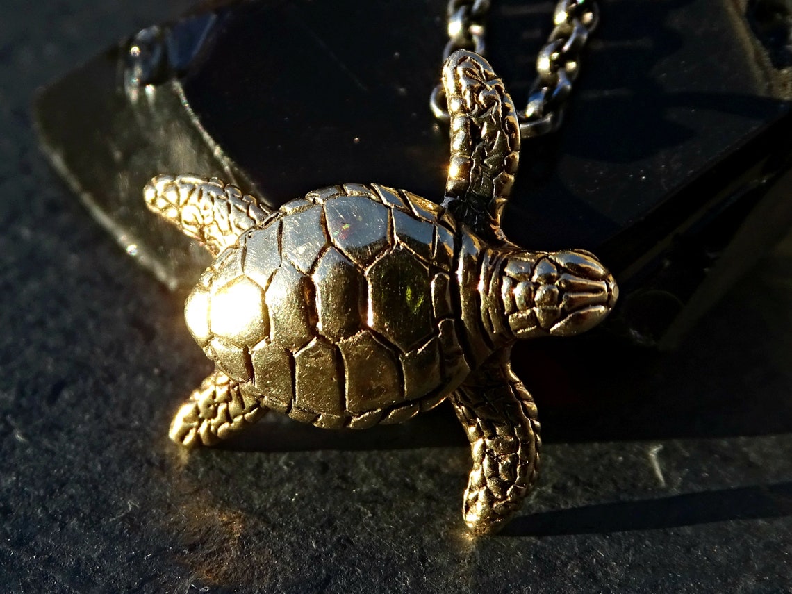 Gold Turtle Pendant Small Turtle Pendant Gold Sea Turtle | Etsy