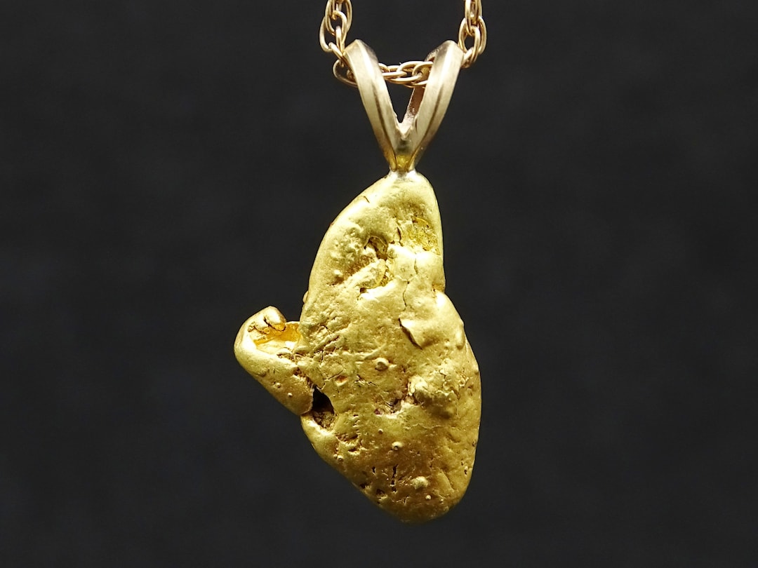 Alaska Gold Nugget Pendant: Natural 22k Gold Rush Necklace - Etsy