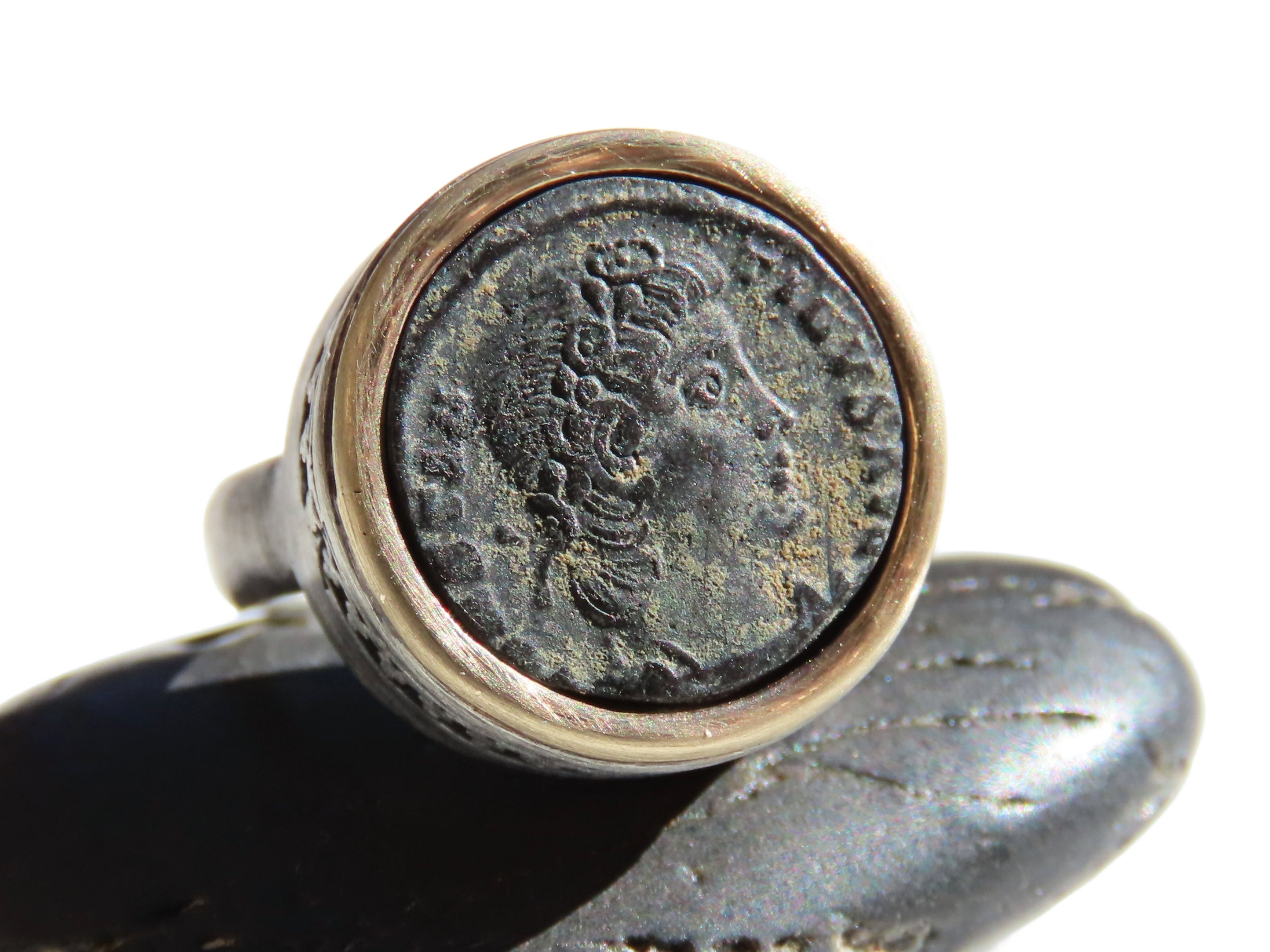 Ancient Roman Coin Ring: 14k Gold & Sterling Silver Emperor Ring - Etsy