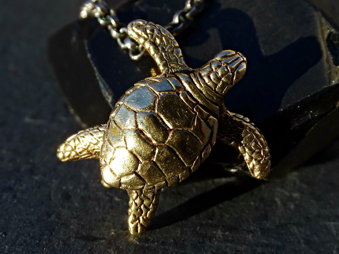 Gold Turtle Pendant Small Turtle Pendant Gold Sea Turtle | Etsy