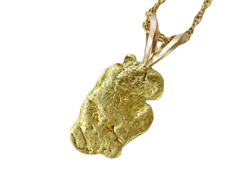 Small Gold Nugget Pendant Real Gold Nugget Necklace Solid - Etsy
