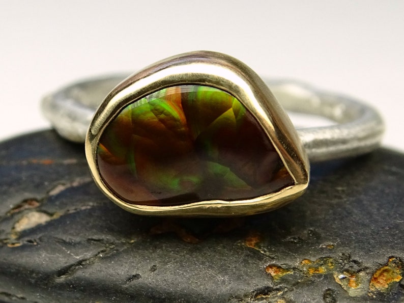 Gold engagement ring fire agate molten fire agate ring gold | Etsy