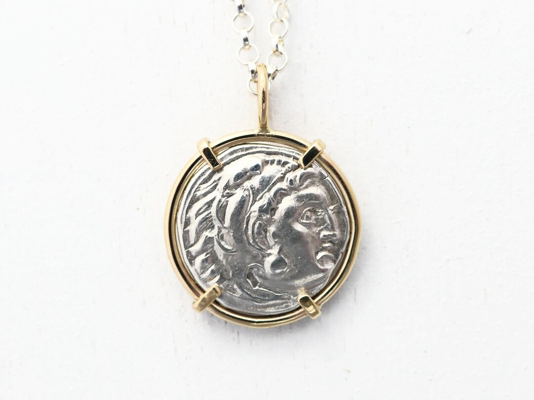 Ancient Greek Coin Pendant Set in 14k Gold, Alexander the Great Coin ...