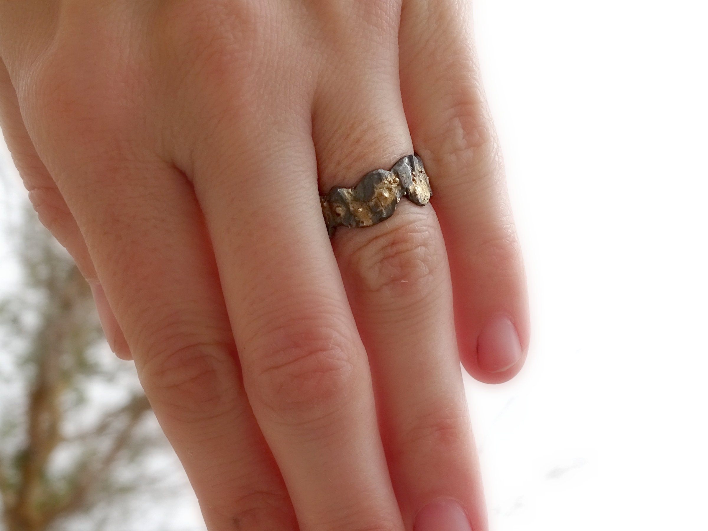 Rugged celtic ring hand carved mens ring gold black silver | Etsy