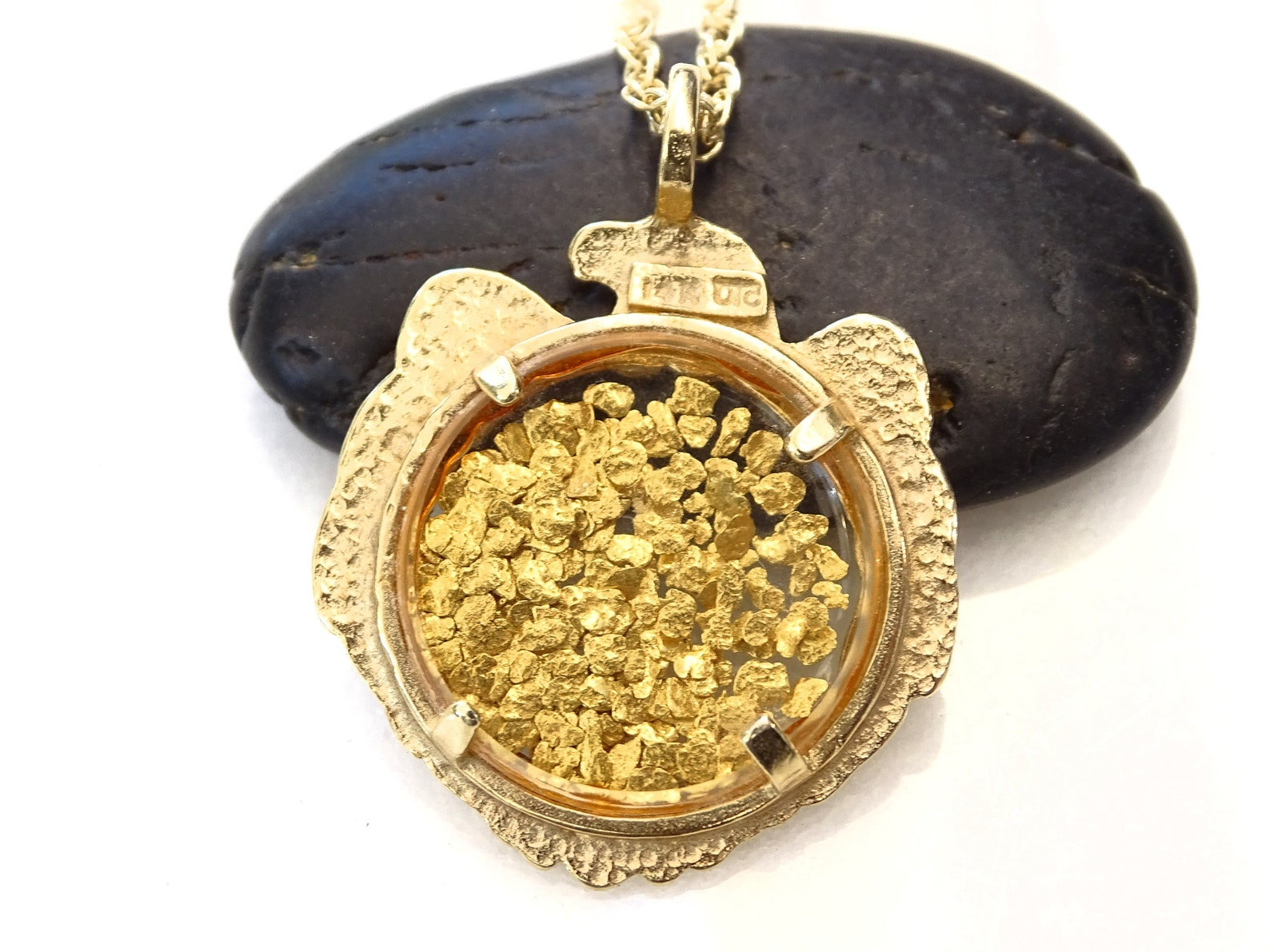 Solid Gold Nugget Pendant Eagle Gold Nugget Necklace Nugget - Etsy