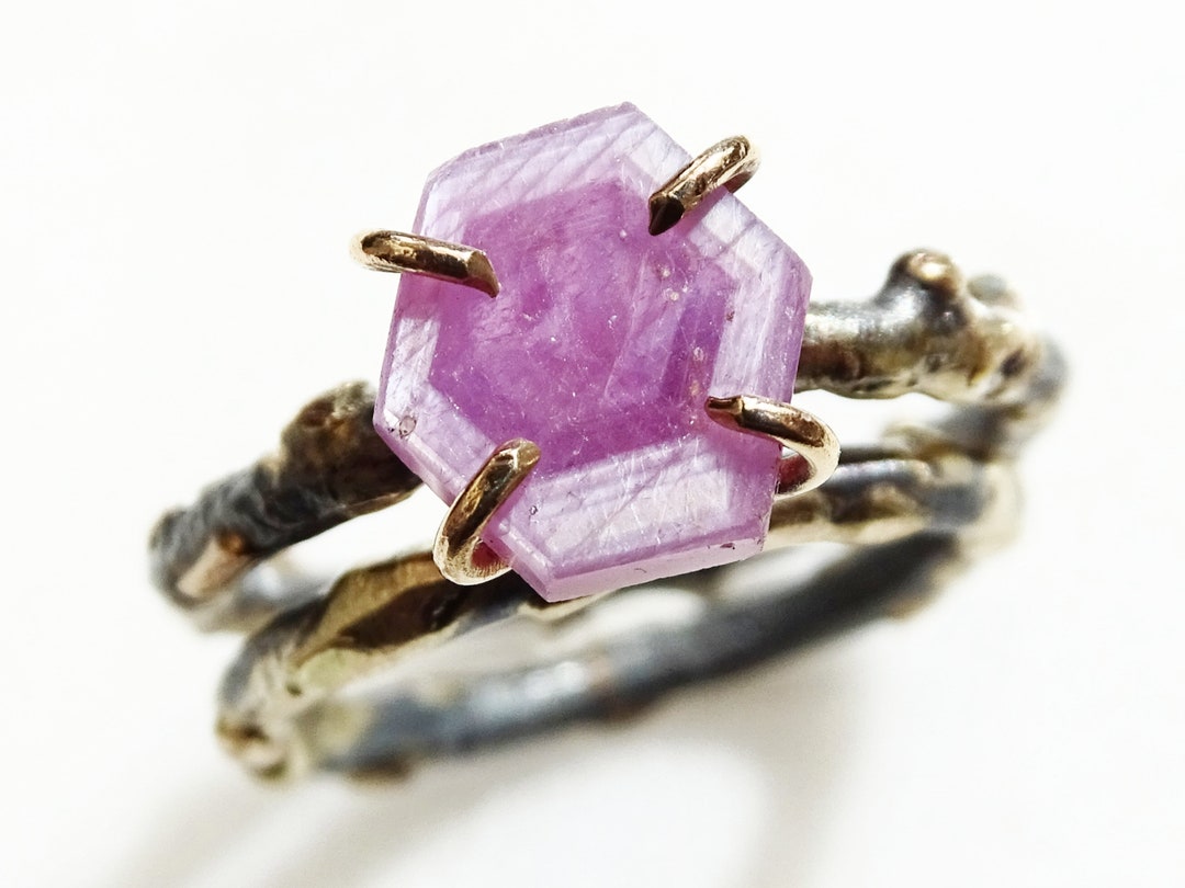 Trapiche Ruby Ring: Viking Gold Silver Engagement Ring - Etsy