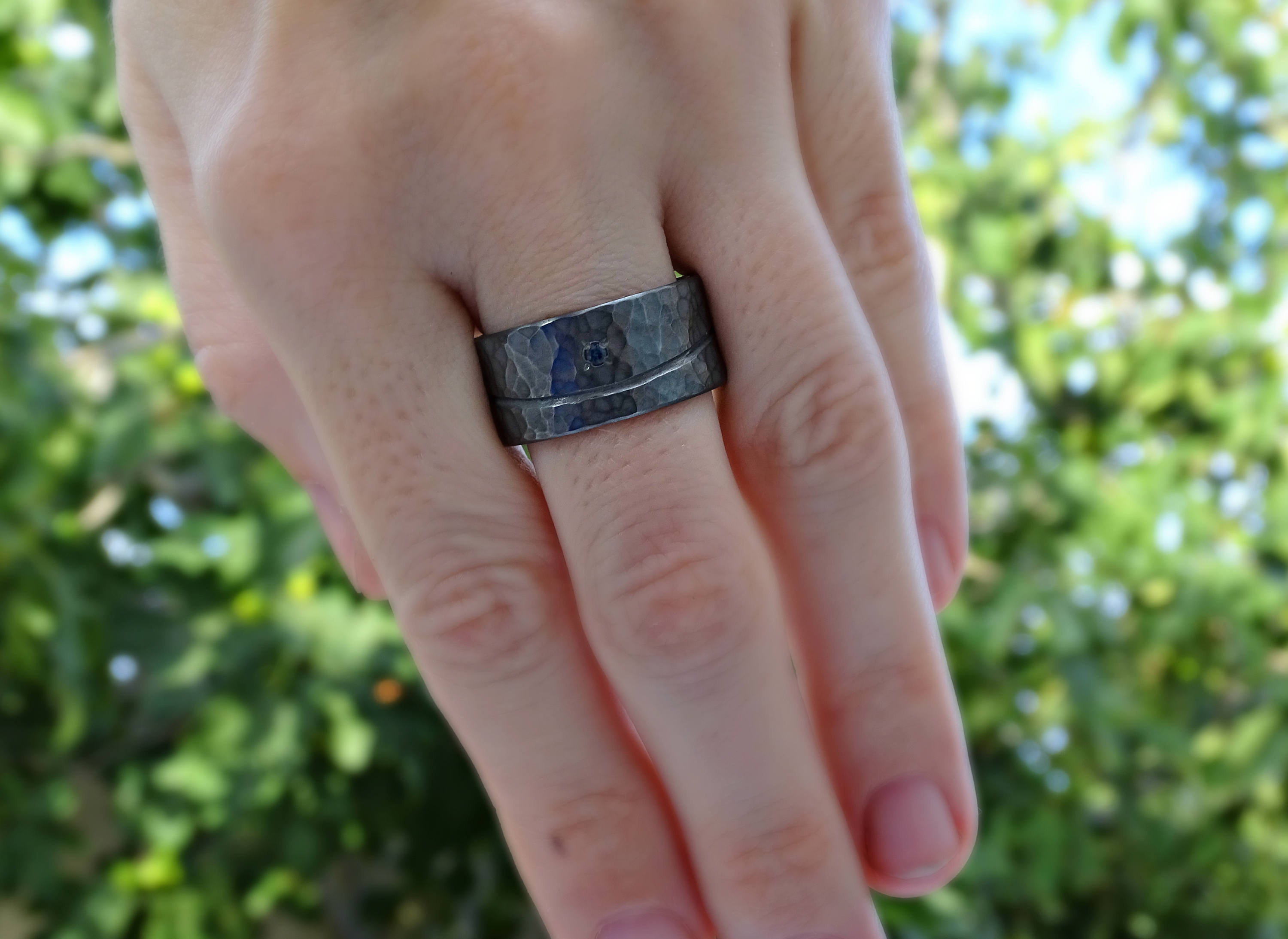 Beach Wedding Ring Silver Wave Silver Ring Black Silver Mens | Etsy