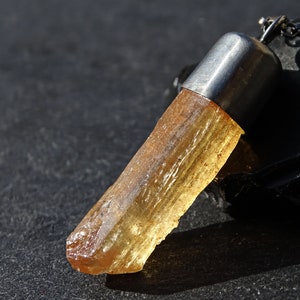 Big Imperial Topaz Pendant Black Silver, Golden Topaz Necklace, Mens ...