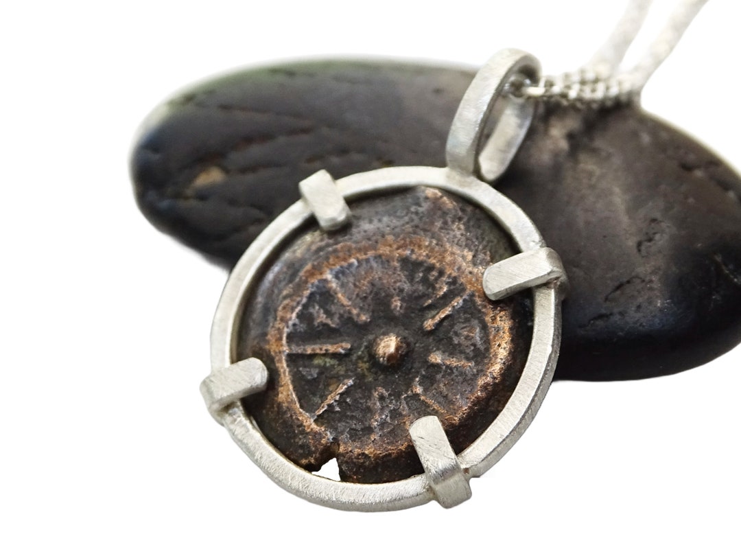 Ancient Widows Mite Coin Pendant: Sterling Silver Judaea Necklace - Etsy