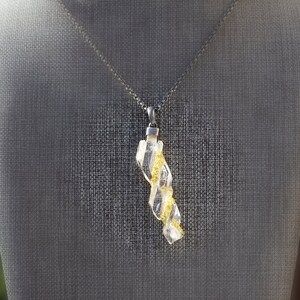 Large Gold Quartz Pendant Black Silver, Viking Quartz Crystal Necklace ...