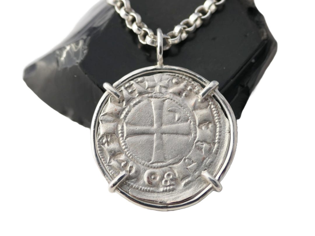 Silver Knights Templar Coin Pendant Set in Silver, Crusader Coin ...
