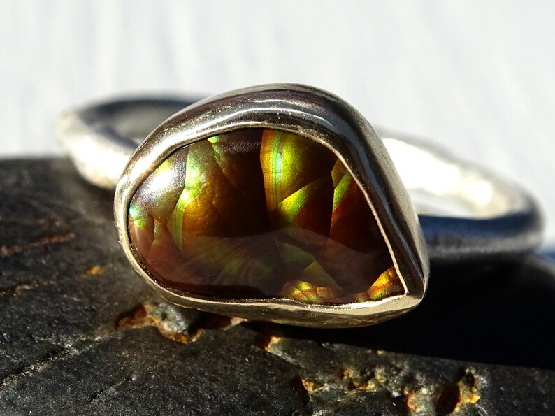 Gold engagement ring fire agate molten fire agate ring gold | Etsy