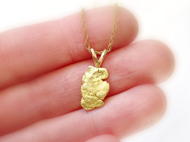 Small Gold Nugget Pendant Real Gold Nugget Necklace Solid - Etsy