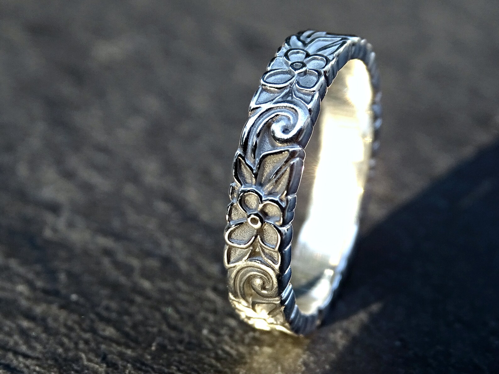 Flower wedding ring silver floral ring sculptural flower ring | Etsy