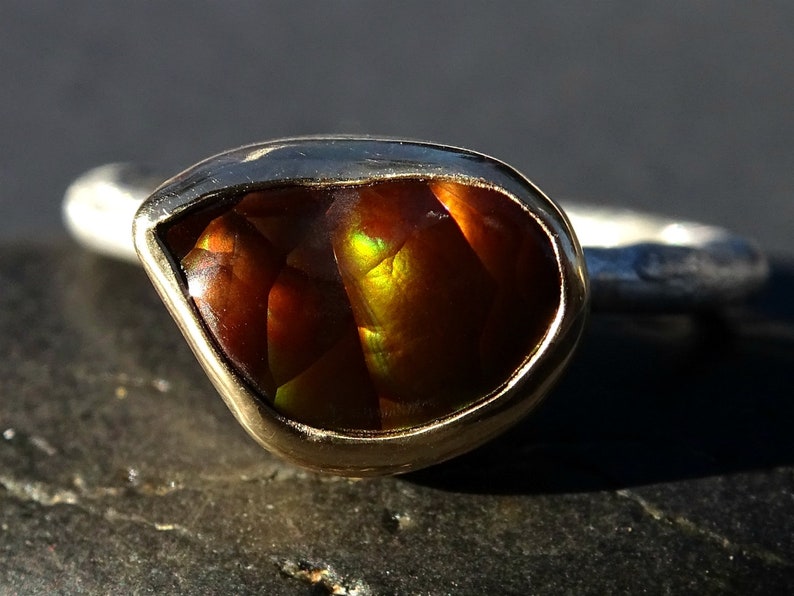 Gold engagement ring fire agate molten fire agate ring gold | Etsy