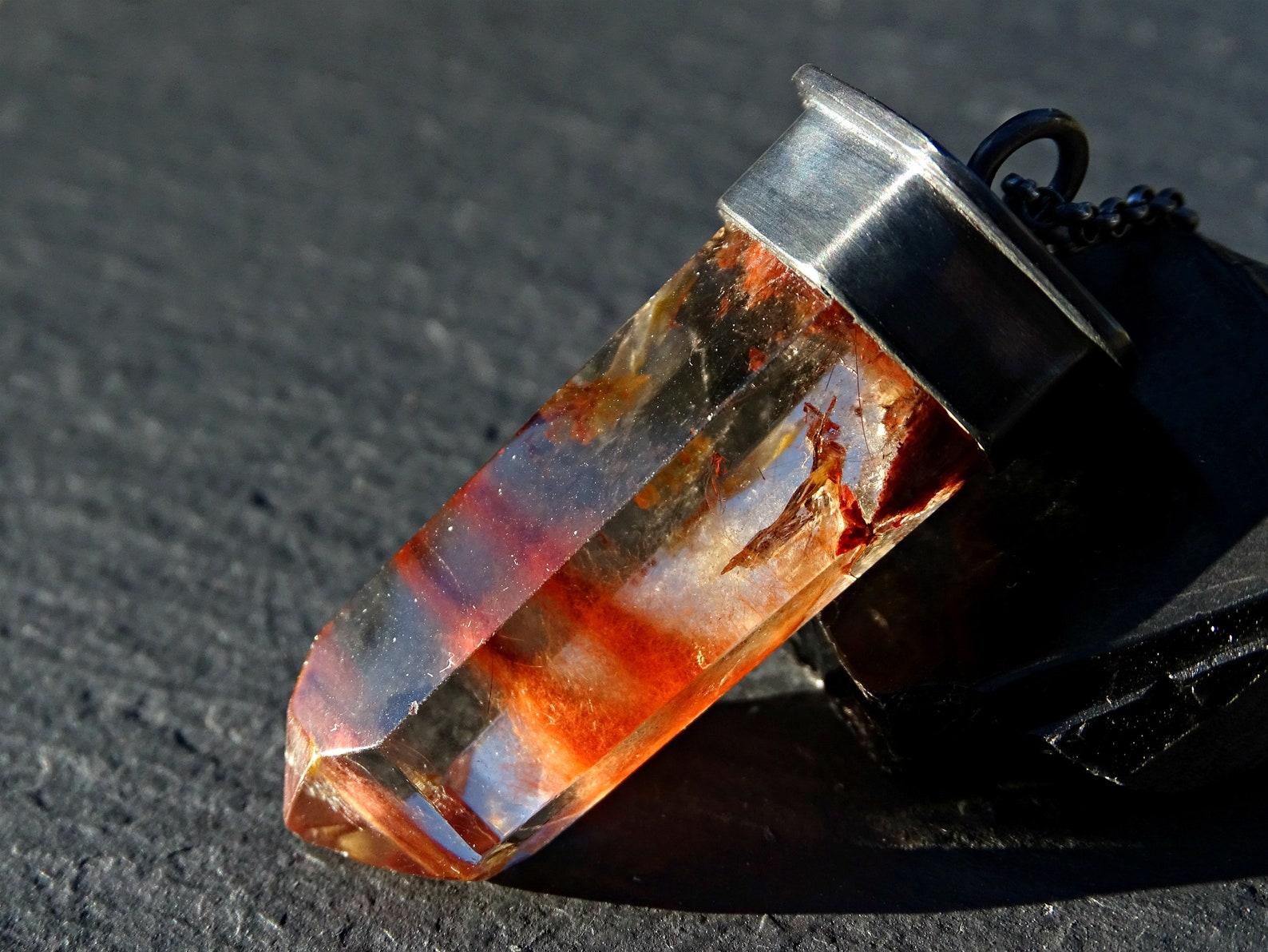 Fire Amphibole Quartz Pendant Angel Phantom Quartz Crystal - Etsy